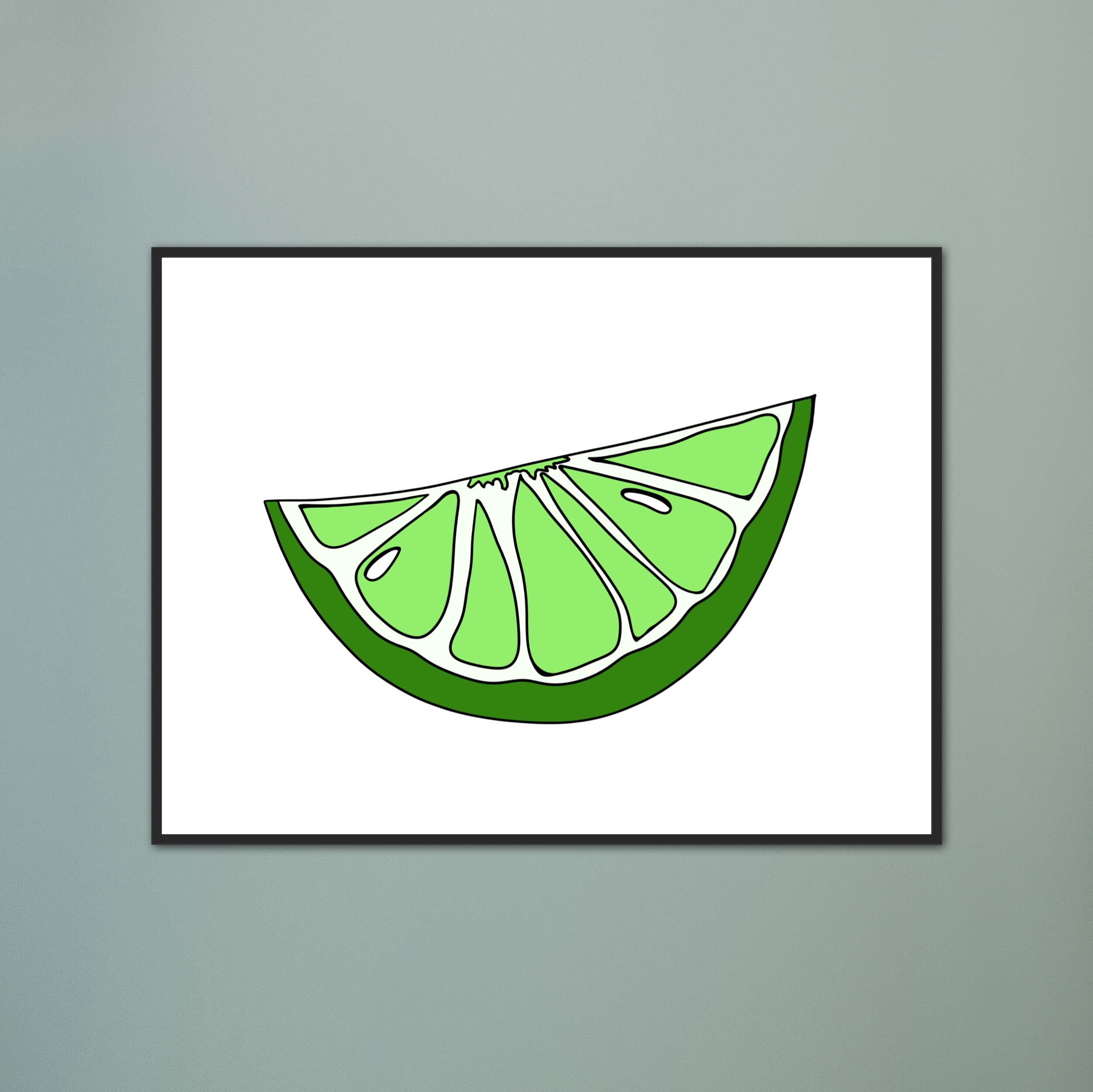 Lime Slice Drawing Digital Art, Downloadable Print, Green Fruit Wedge ...