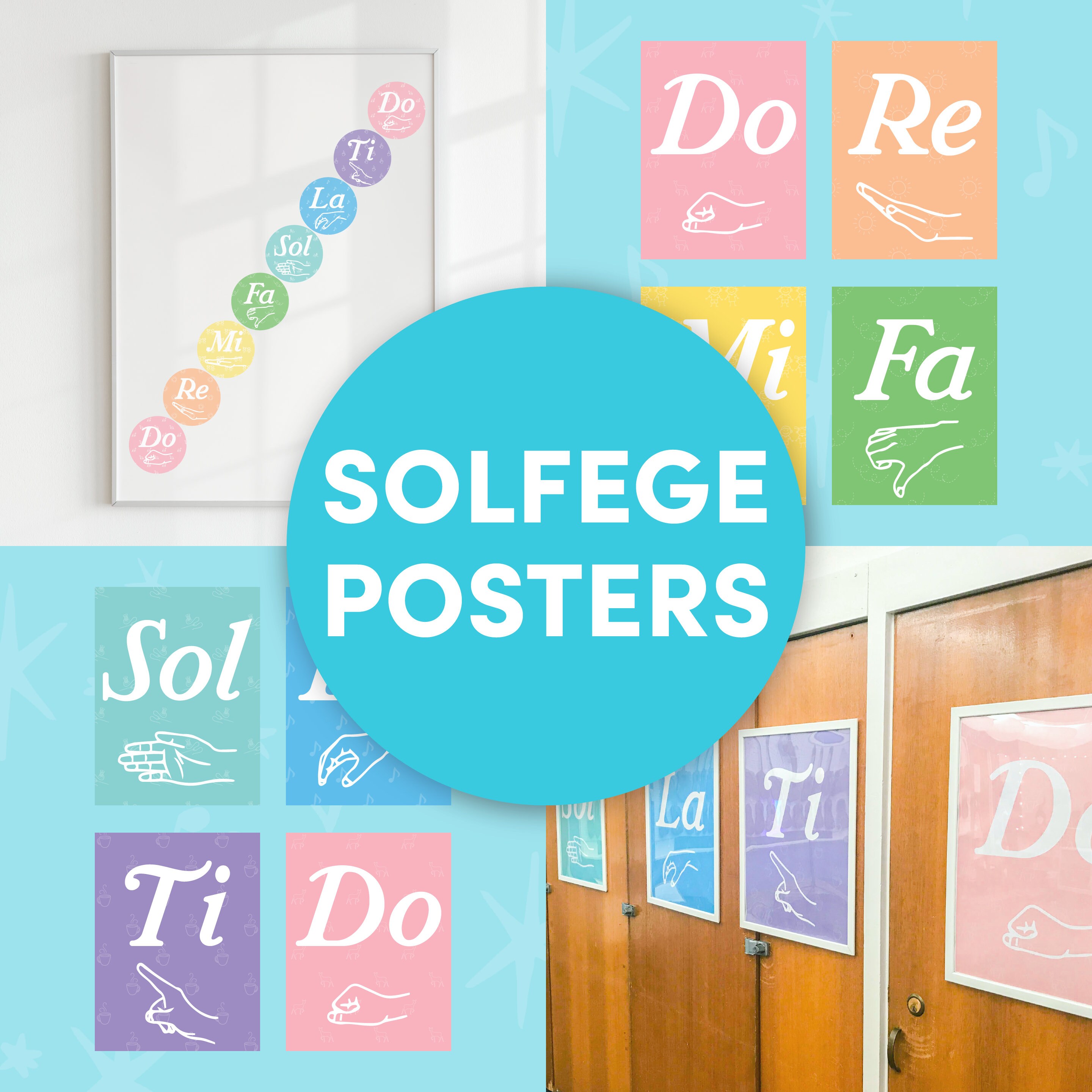 Solfege Hand Sign Posters • Pastel Color Scheme • Music Classroom Decor ...