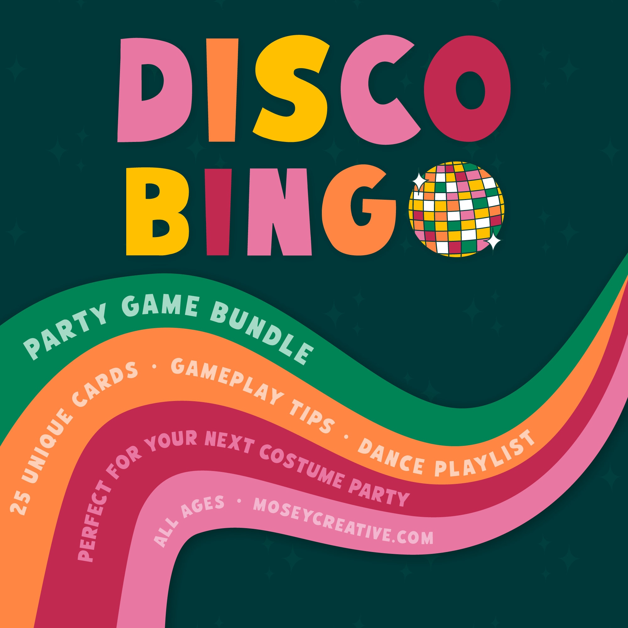 Disco Bingo Party Game Bundle • 25 Unique Cards for a 1970s Costume ...