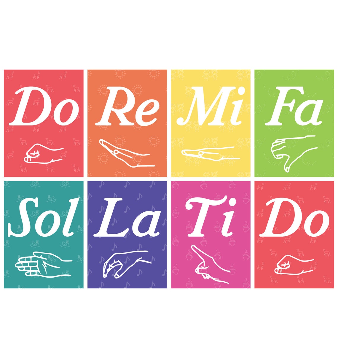 Solfege Hand Sign Posters • Boomwhacker Color Scheme • Music Classroom ...