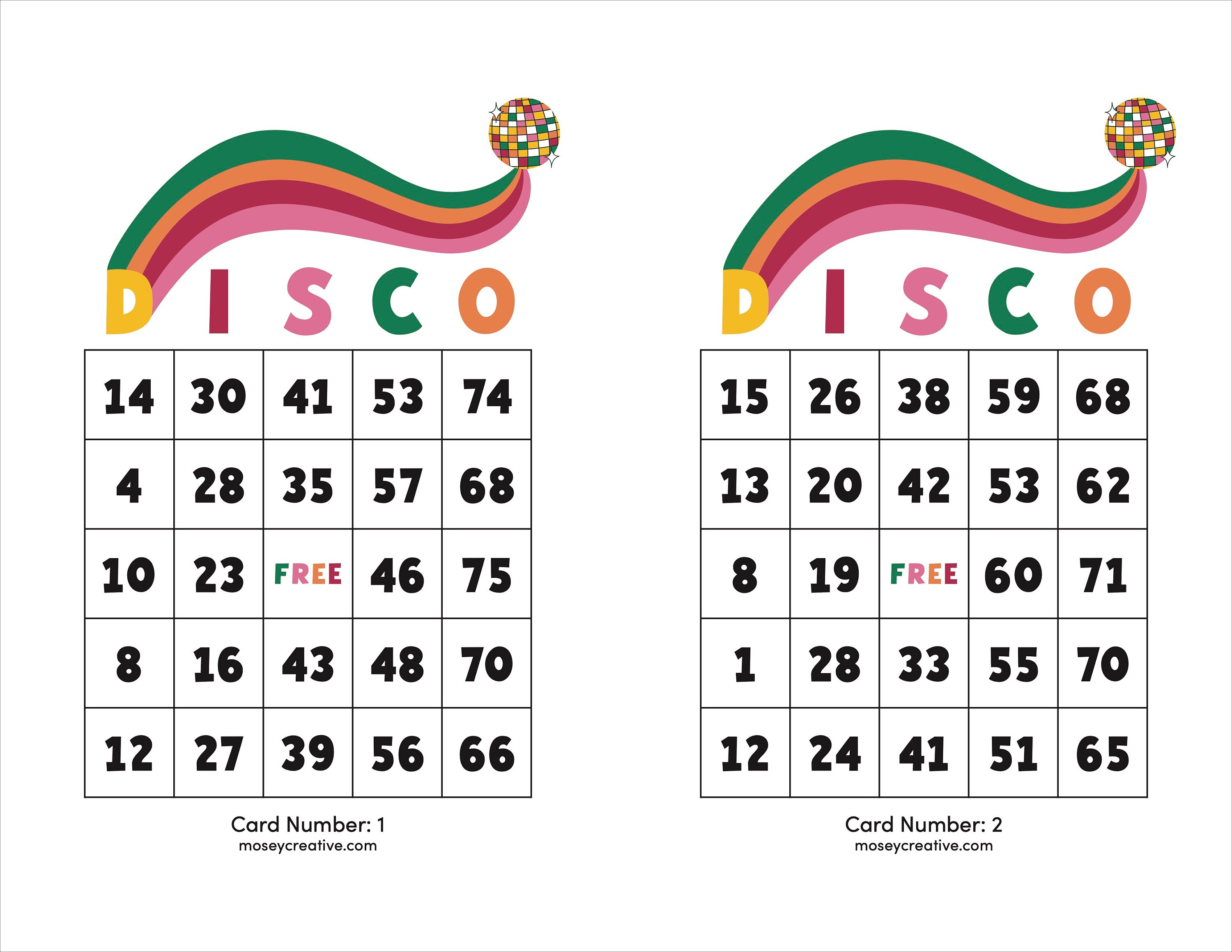 Disco Bingo Party Game Bundle • 25 Unique Cards for a 1970s Costume ...
