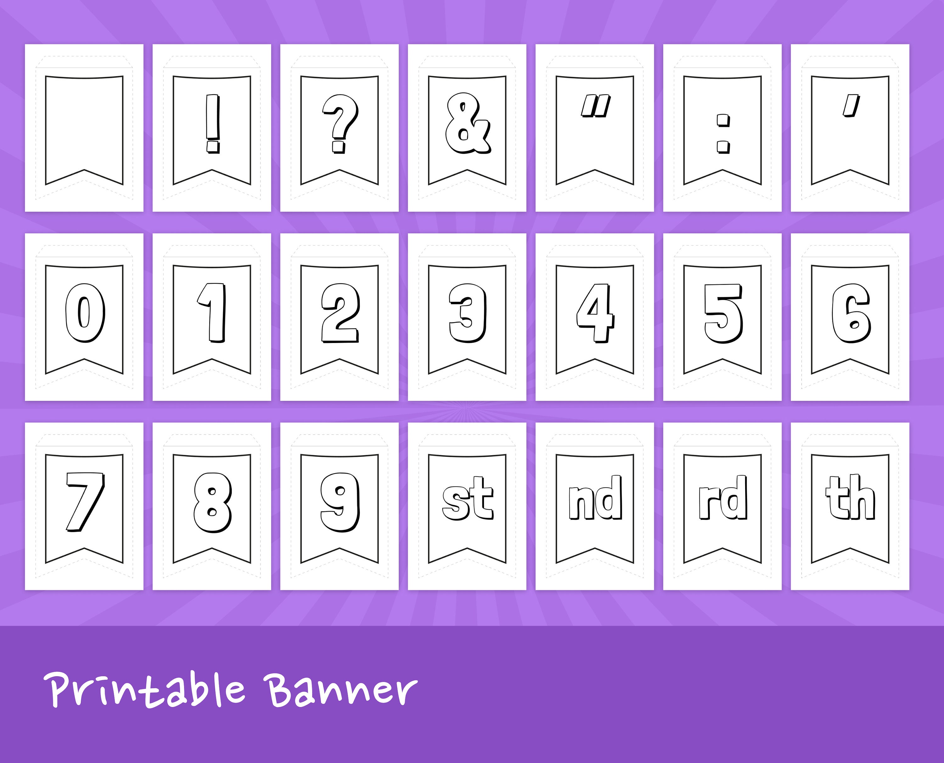 Printable Banner Alphabet Numbers Extra Characters Bunting Party Decor ...