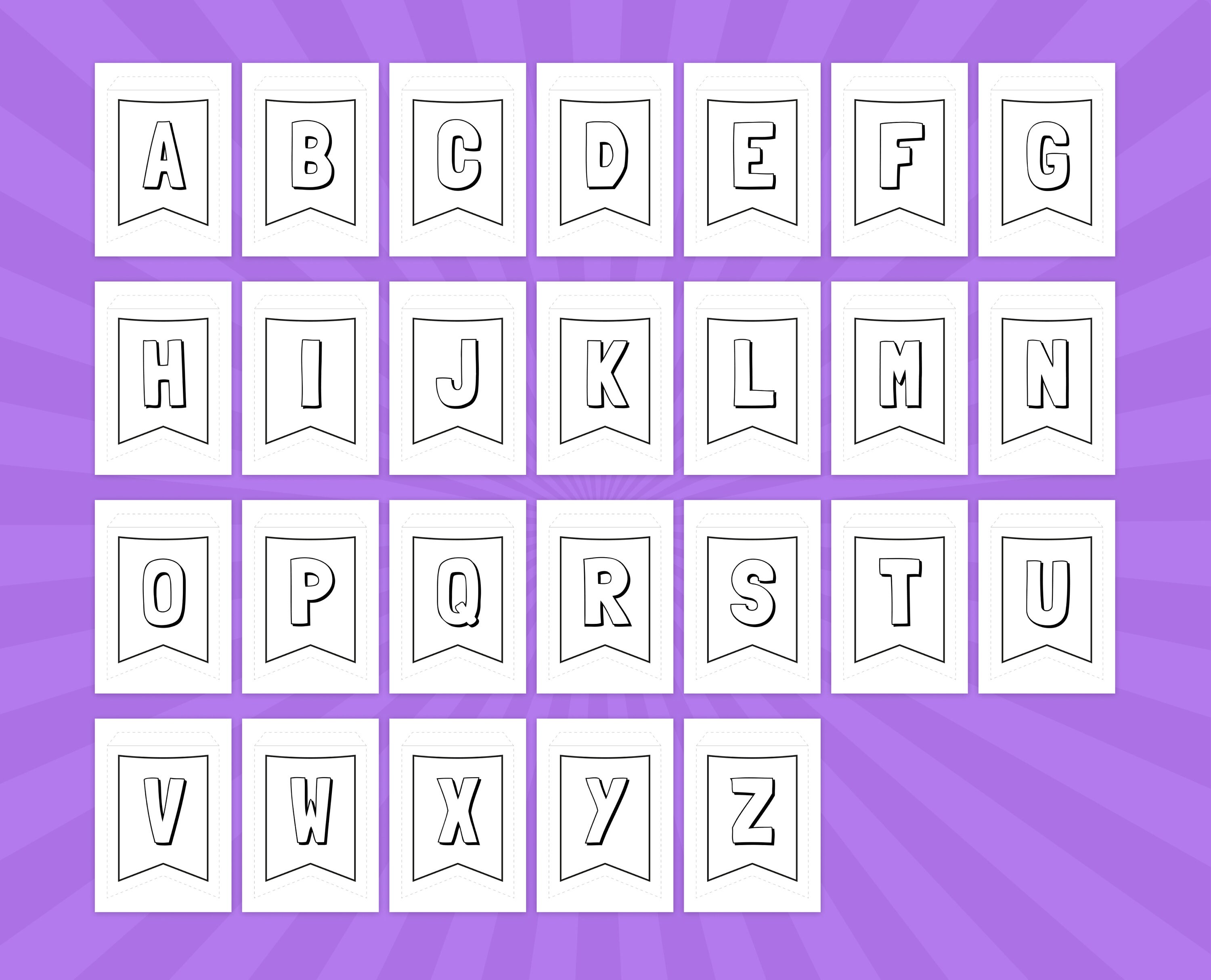 Printable Banner Alphabet Numbers Extra Characters Bunting Party Decor ...