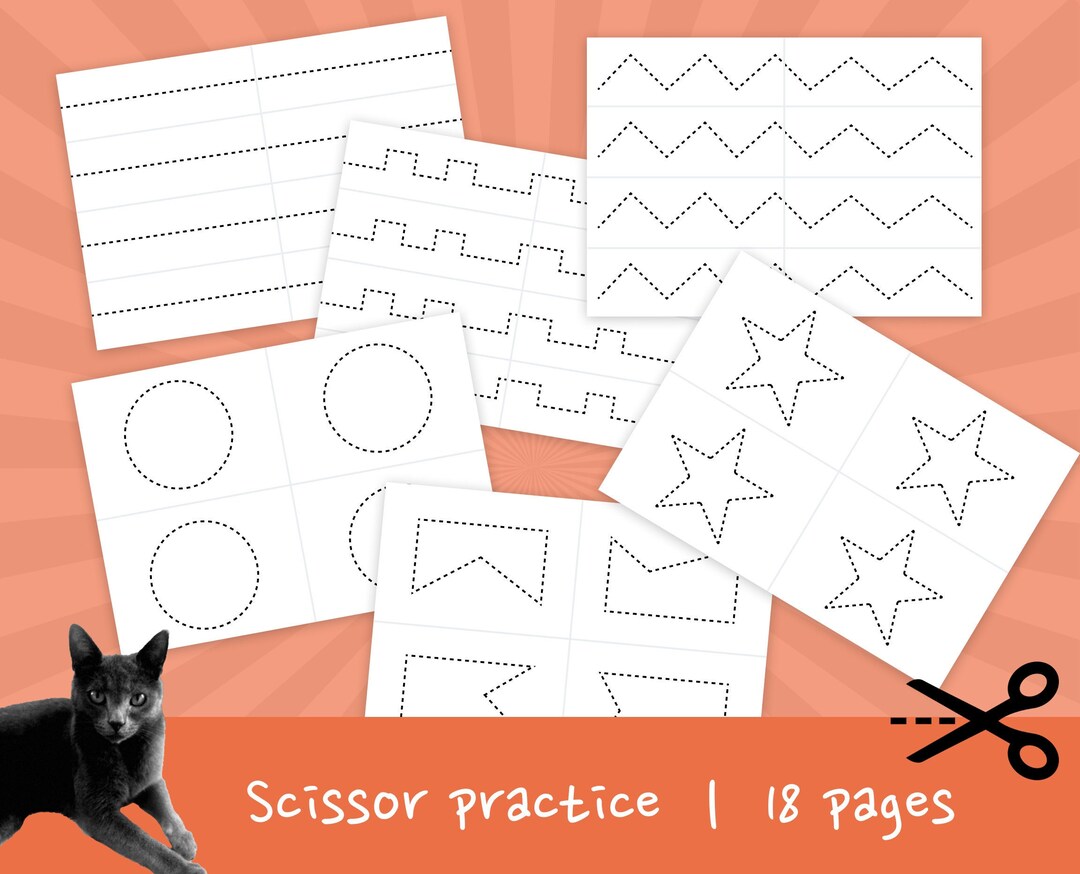 Scissor / Cutting Practice - Fine Motor Skills - 1 PDF File - 18 Pages ...