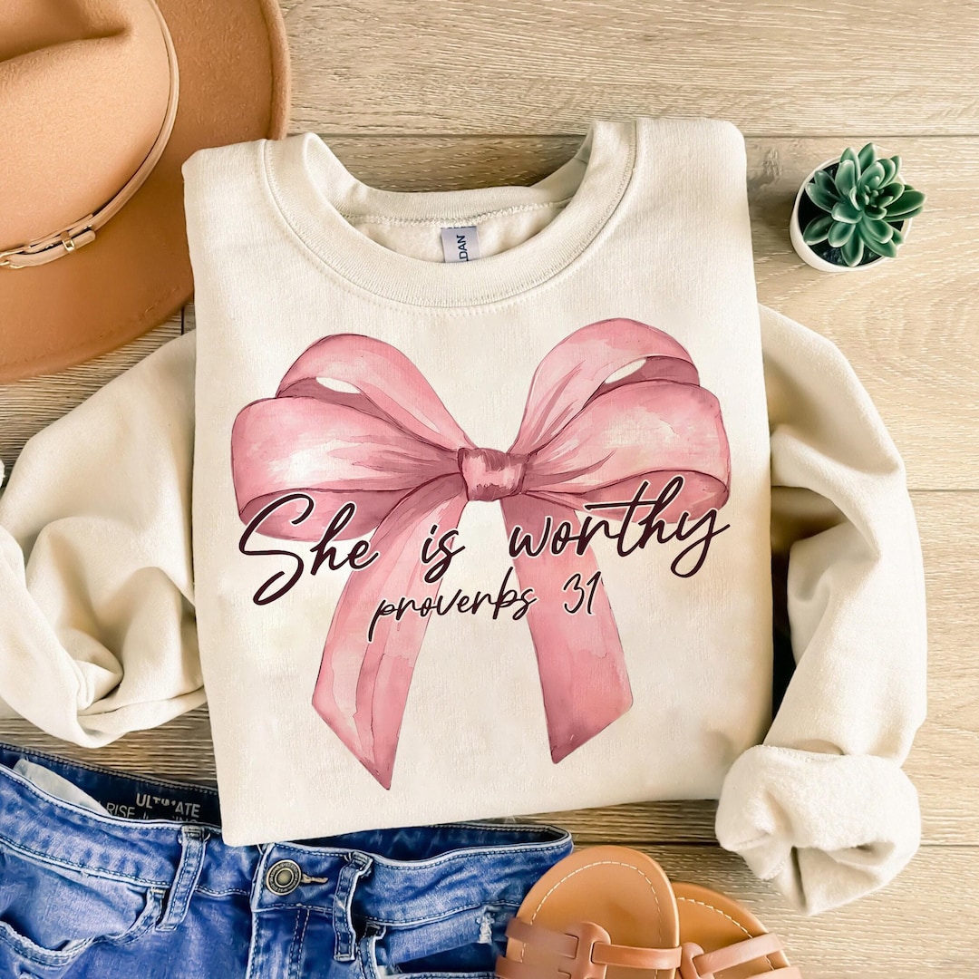 She is Worthy Bow PNG: Christian Women's Faith Design (digital Download ...