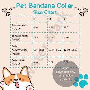 Size Chart for Printify Pet Bandana Collar From Printed Mint Generic ...