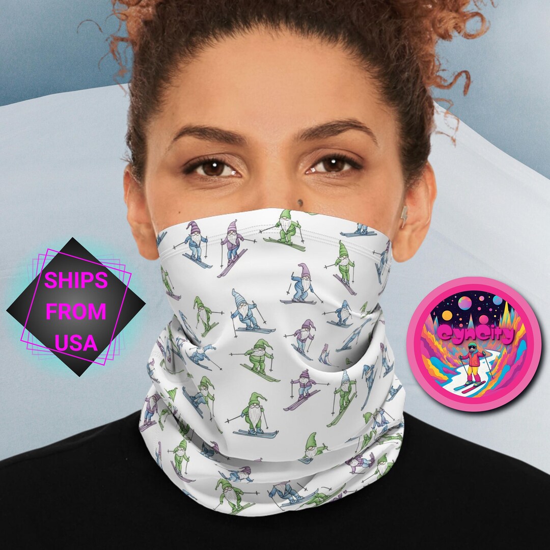 SKIING GNOMES Heavyweight Ski Neck Gaiter Face Mask. Snowmobile, Skiing ...