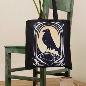 Raven Tarot Card Tote Bag Whimsigoth Totebag Raven Totebag Book Bag ...