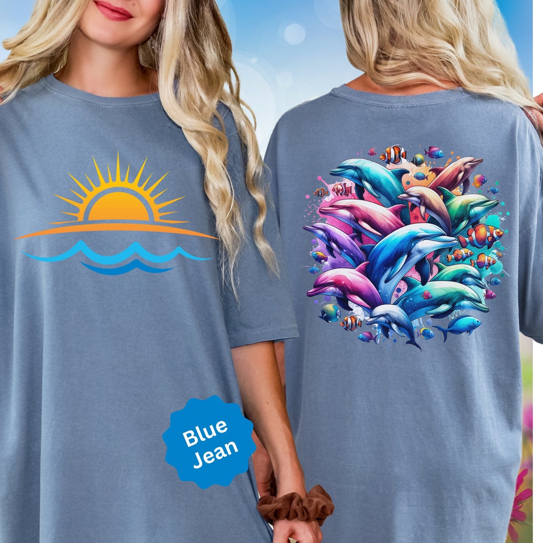 Dolphins Shirt Comfort Colors T-shirt Beach Bum Travel Tee Retro Ocean ...