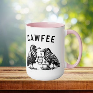 Funny Crow Mug - Cawfee Mug for Raven Coffee Lovers - Adorable Crow ...