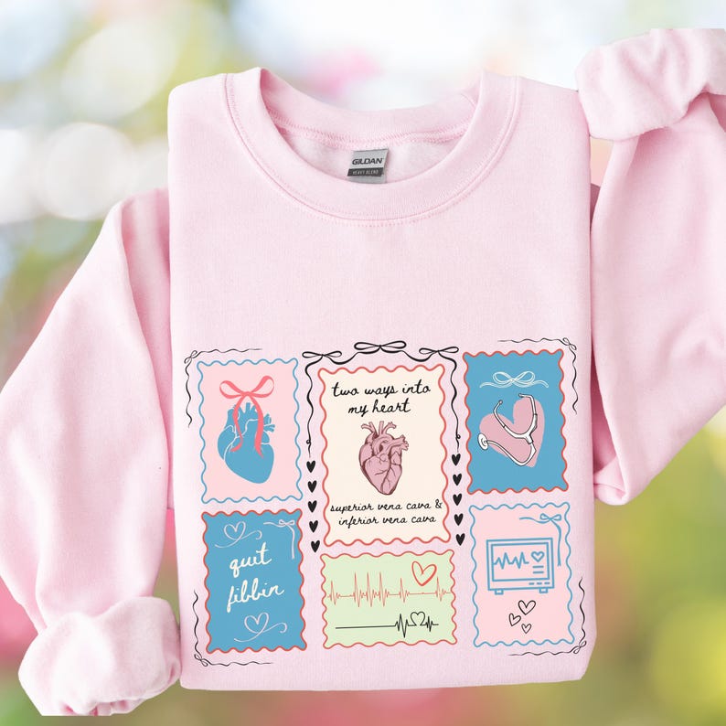 Custom Cardiac Nurse Sweatshirt Scalloped Stamp Heart Anatomy Coquette ...