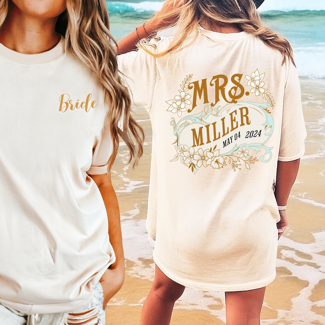Mrs. Bride Shirt Personalized Bridal Shower Gift Honeymoon Tshirt ...