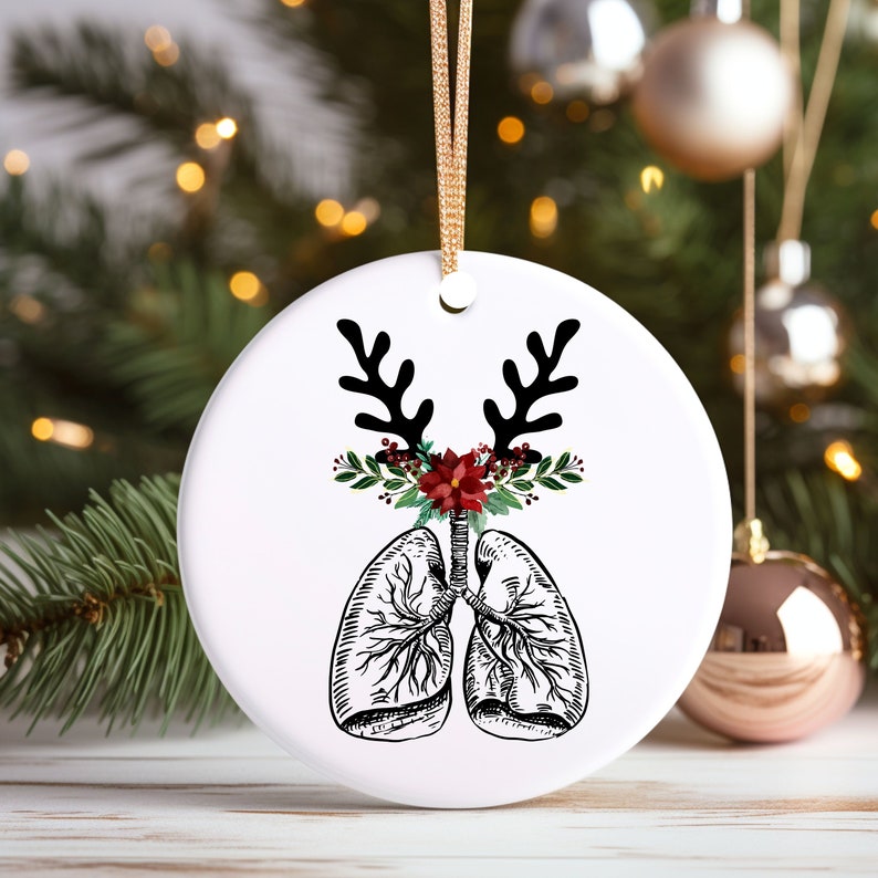 Cute Christmas Lung Ornament Gift for Nurse Lung Anatomy Reindeer ...