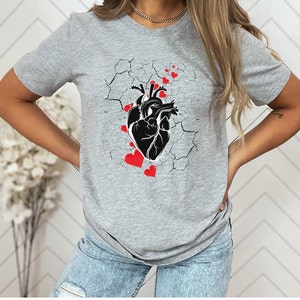 Cardiac Nurse Shirt Heart Anatomy Valentine Shirt Anatomical Heart Tee ...