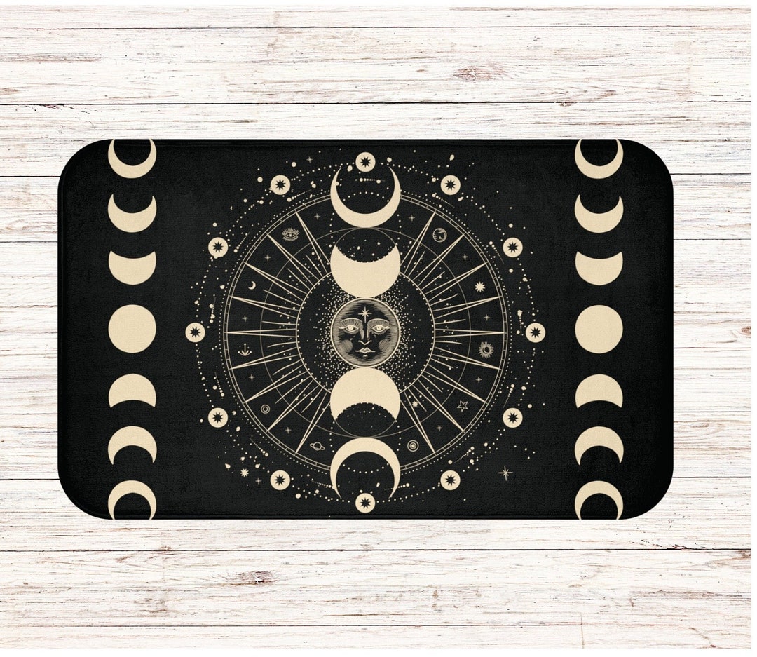 Celestial Moon Bath Mat Moon Phase Astrology Rug Home Decor Boho ...