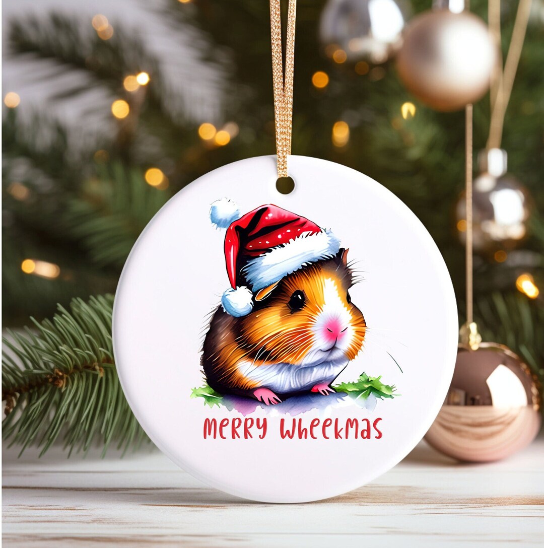 Merry Wheekmas Christmas Guinea Pig Ornament Festive Decor for Cavy ...
