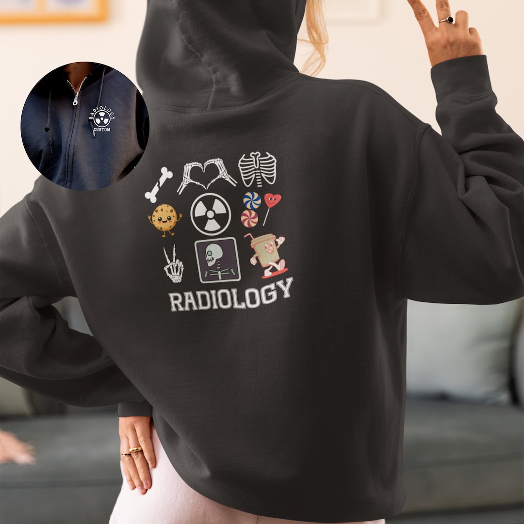 Personalized Radiology Full Zip up Sweatshirt X-ray Tech Zipup Hoodie ...