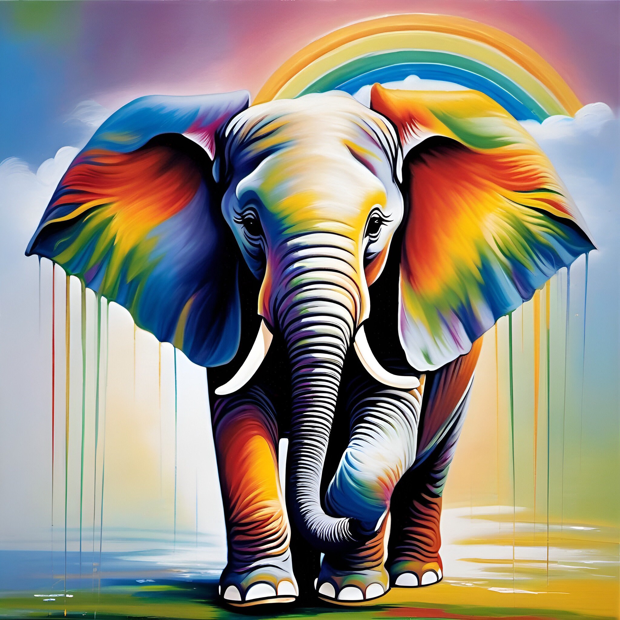 Whimsical Rainbow Baby Elephant Nursery Digital Wall Art: Enchant Your ...