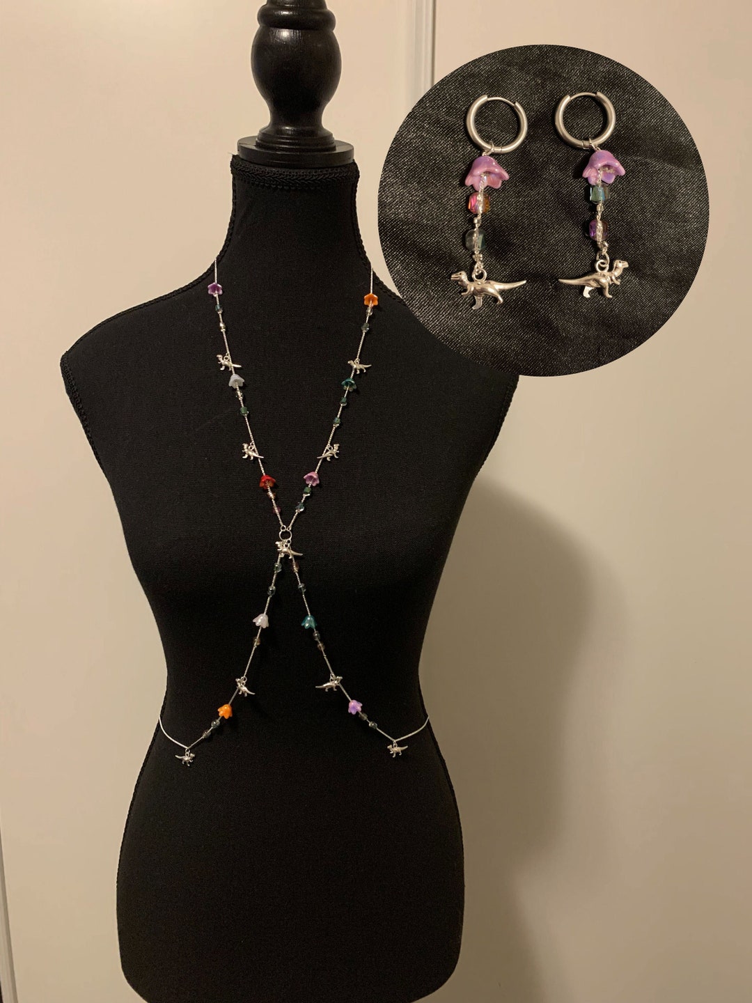 Dinosaur Body Chain + Matching Earrings - Etsy
