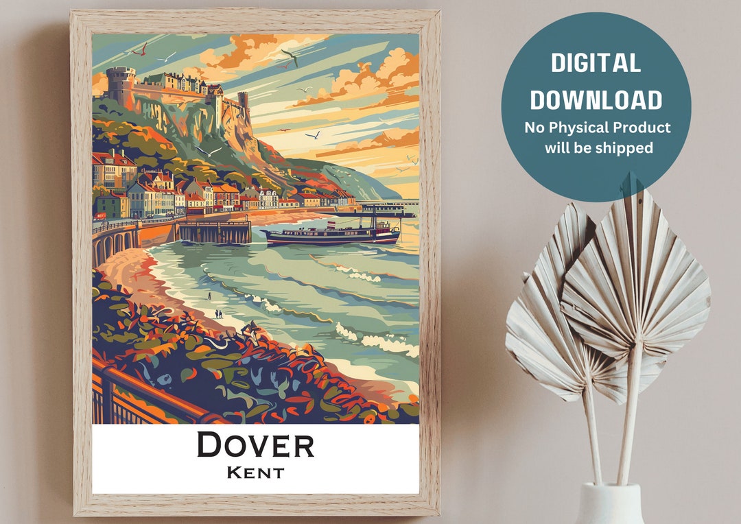 Dover Vintage Wall Art, Retro Travel City Poster, Dover Print, English ...