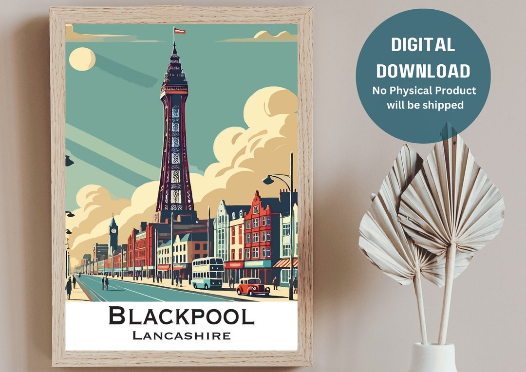 BLACKPOOL Vintage Wall Art, Retro Travel City Poster, BLACKPOOL Print ...
