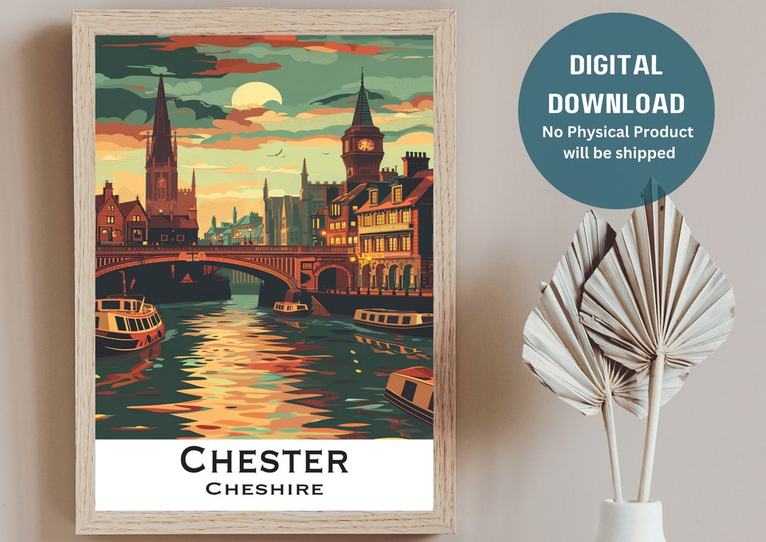 Chester Vintage Wall Art, Retro Travel City Poster, Chester Print ...