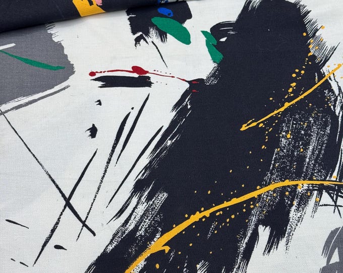 Vintage 80s Splatter Paint Primary Color Fabric - Etsy
