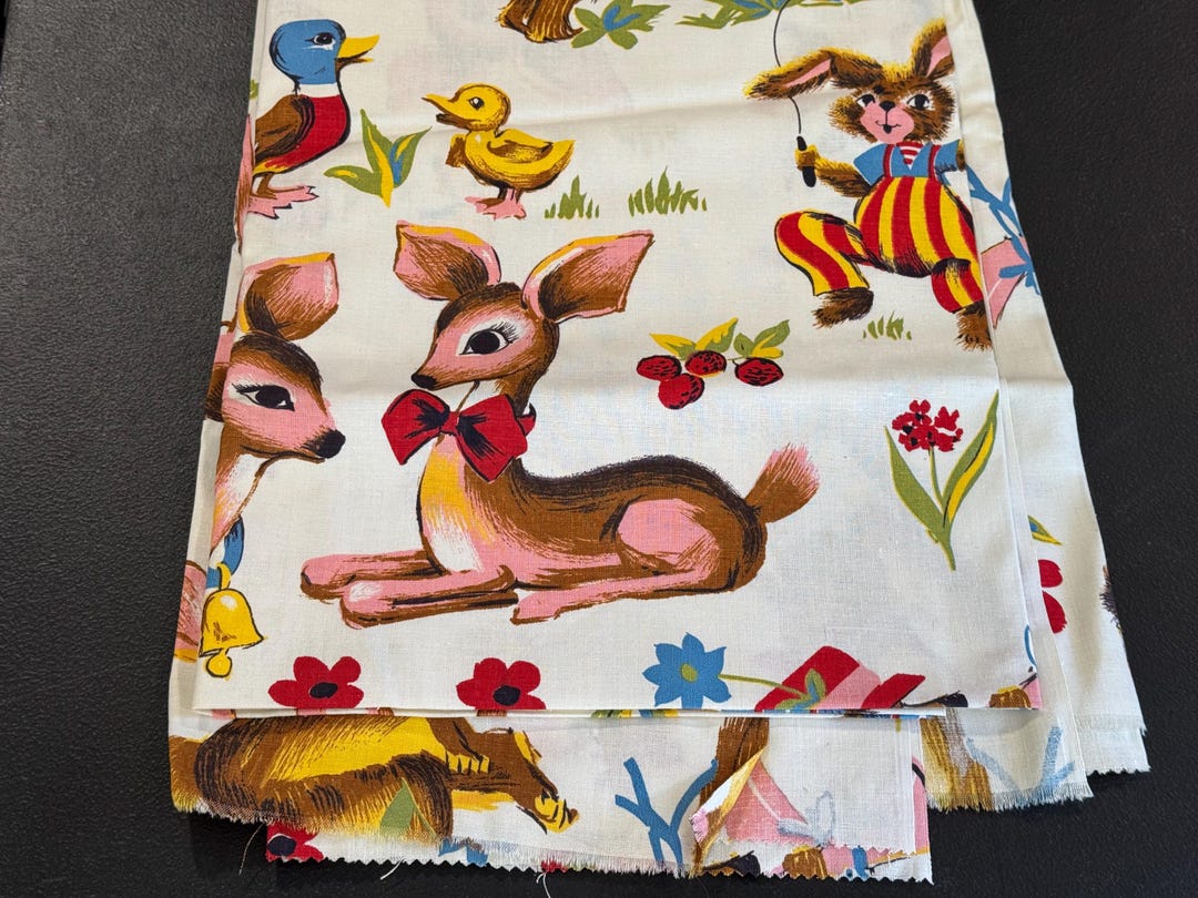 Vintage Kitschy Cute Animal Print Fabric - 2.5 Yards - Etsy