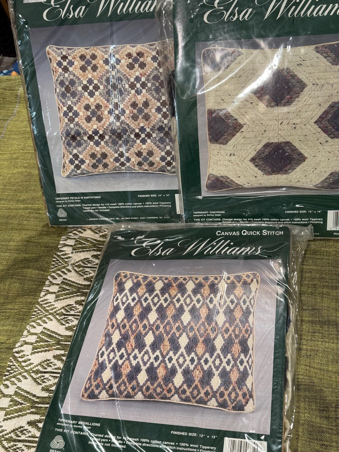 Vintage Elsa Williams Canvas Quick Stitch Kit Tipperary Throw Pillow ...