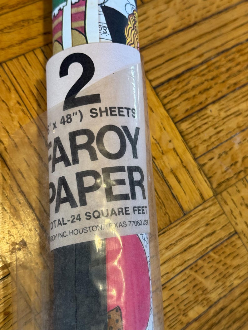 Vintage 1968 Faroy Doll Gift Wrap - 2 Sheets of 36"x 48" Wrapping Paper ...
