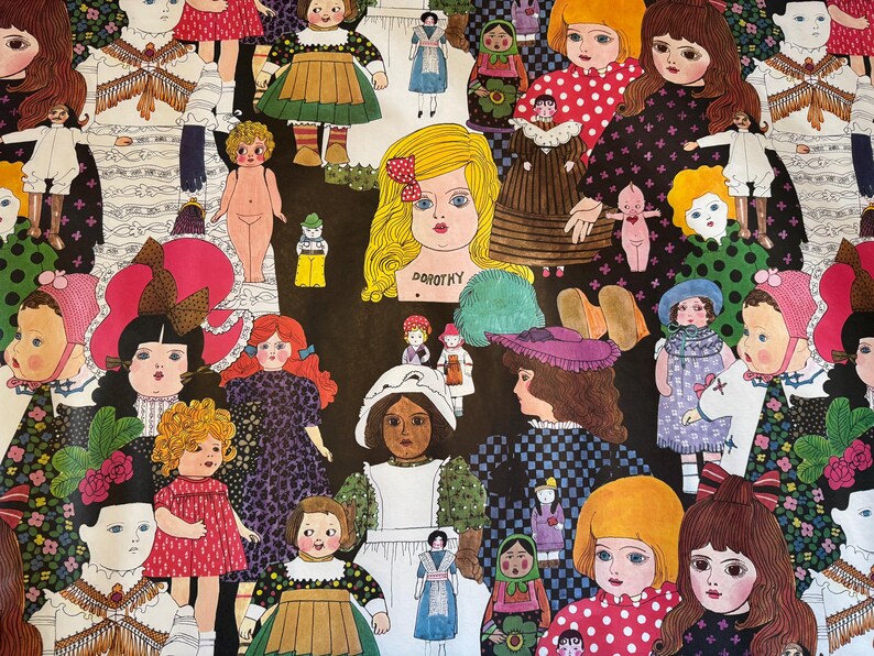 Vintage 1968 Faroy Doll Gift Wrap - 2 Sheets of 36"x 48" Wrapping Paper ...