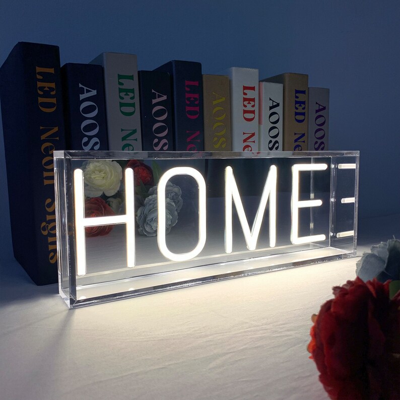 Home Neon Box Sign Desktop Neon Lights Tabletop LED Sign - Etsy