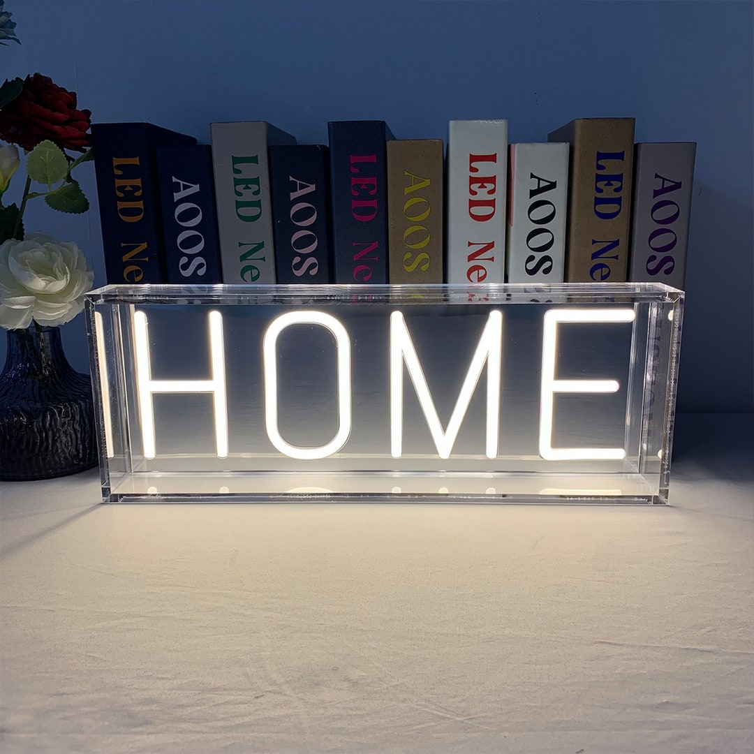 Home Neon Box Sign Desktop Neon Lights Tabletop LED Sign - Etsy