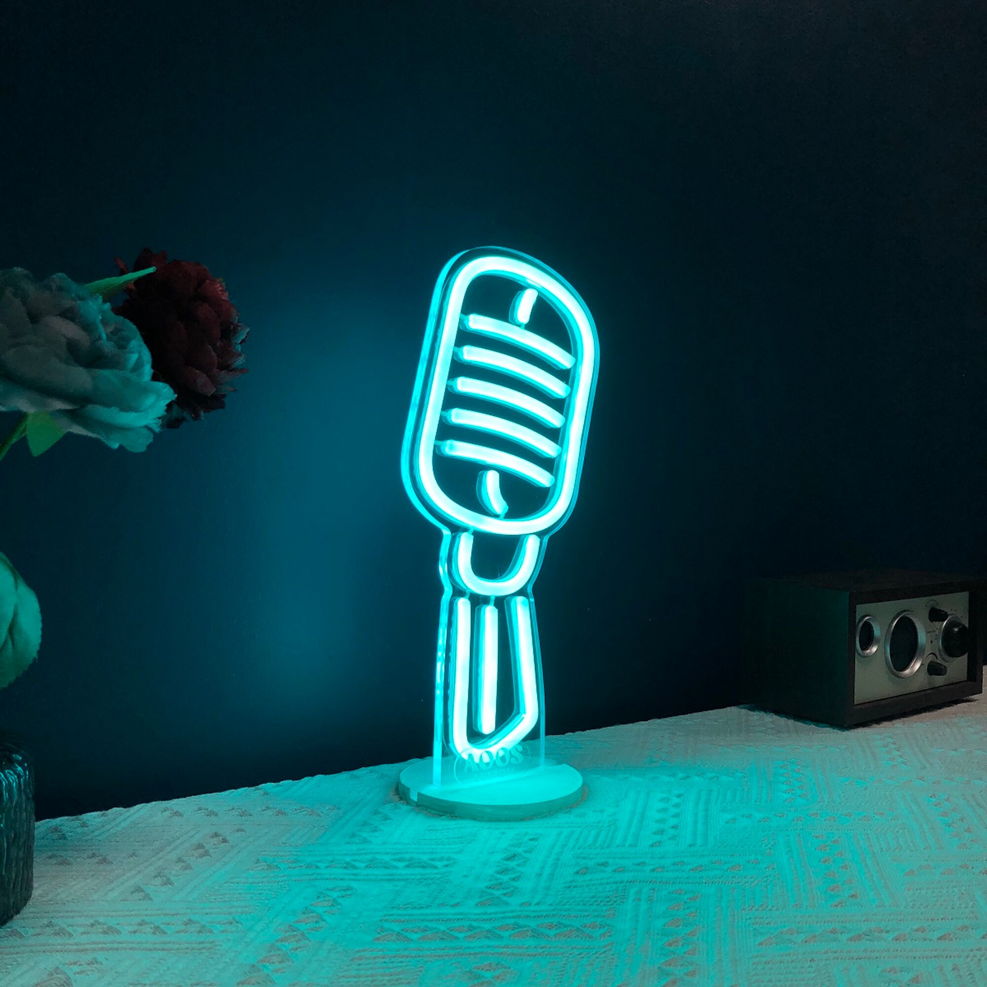 Microphone Neon Sign Desktop Neon Lights Tabletop LED Sign - Etsy