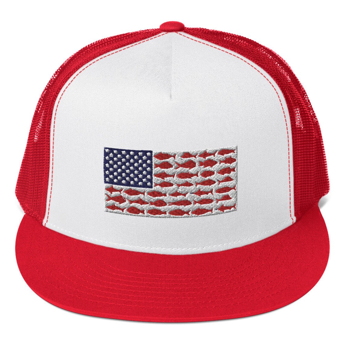 Fish Flag Trucker Cap, Trucker Hat, Fishing, Baseball Hat, Fishing Hat ...