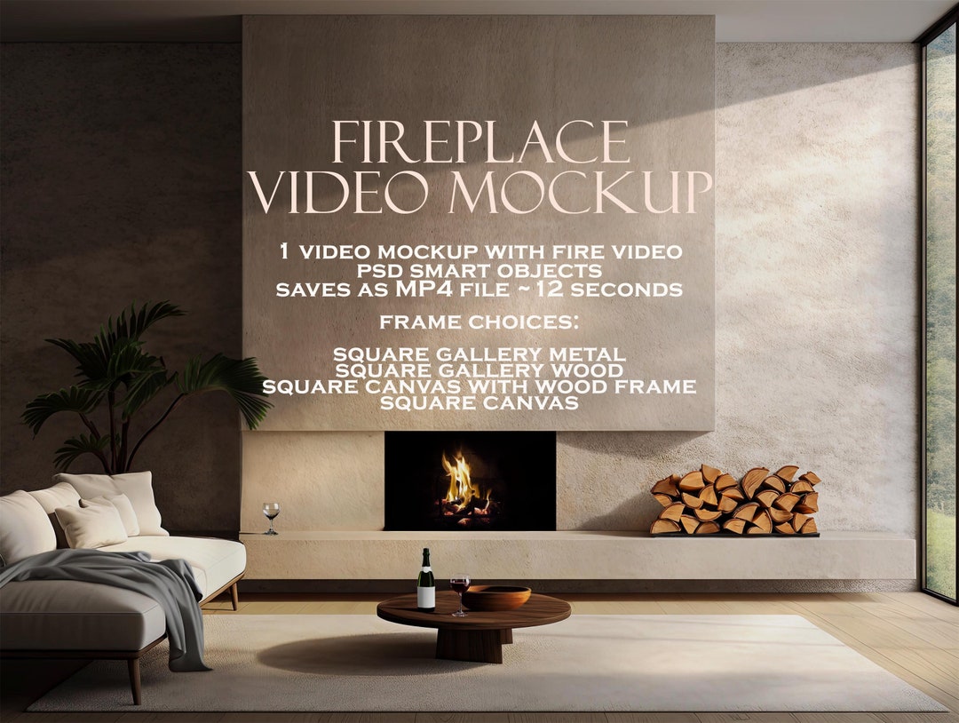 Animated Video Mockup, Art Frame Mockup, Southwestern Fireplace ...