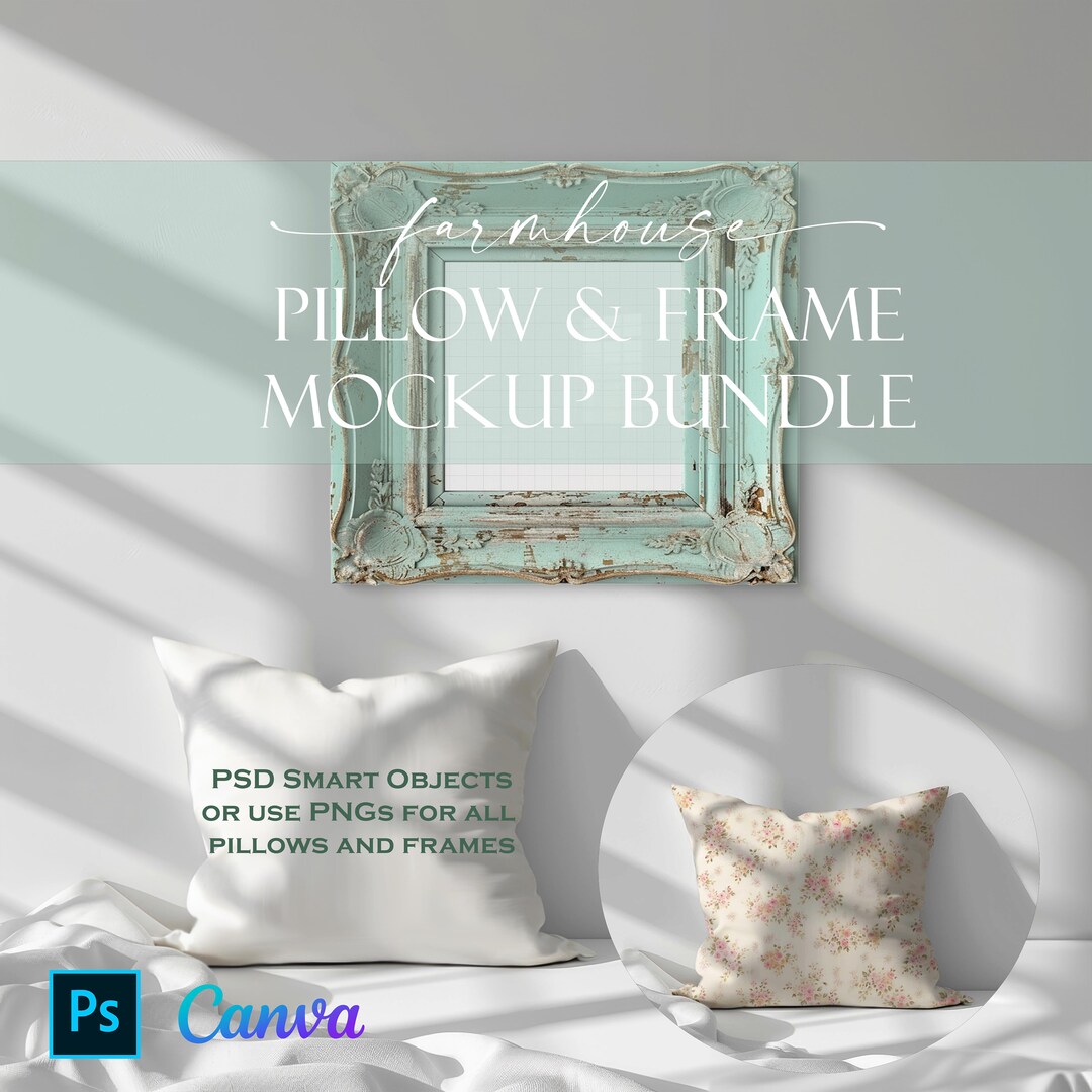 Farmhouse Frame / Pillow Mock up Bundle (10) Blank Wall Mock up / Frame ...