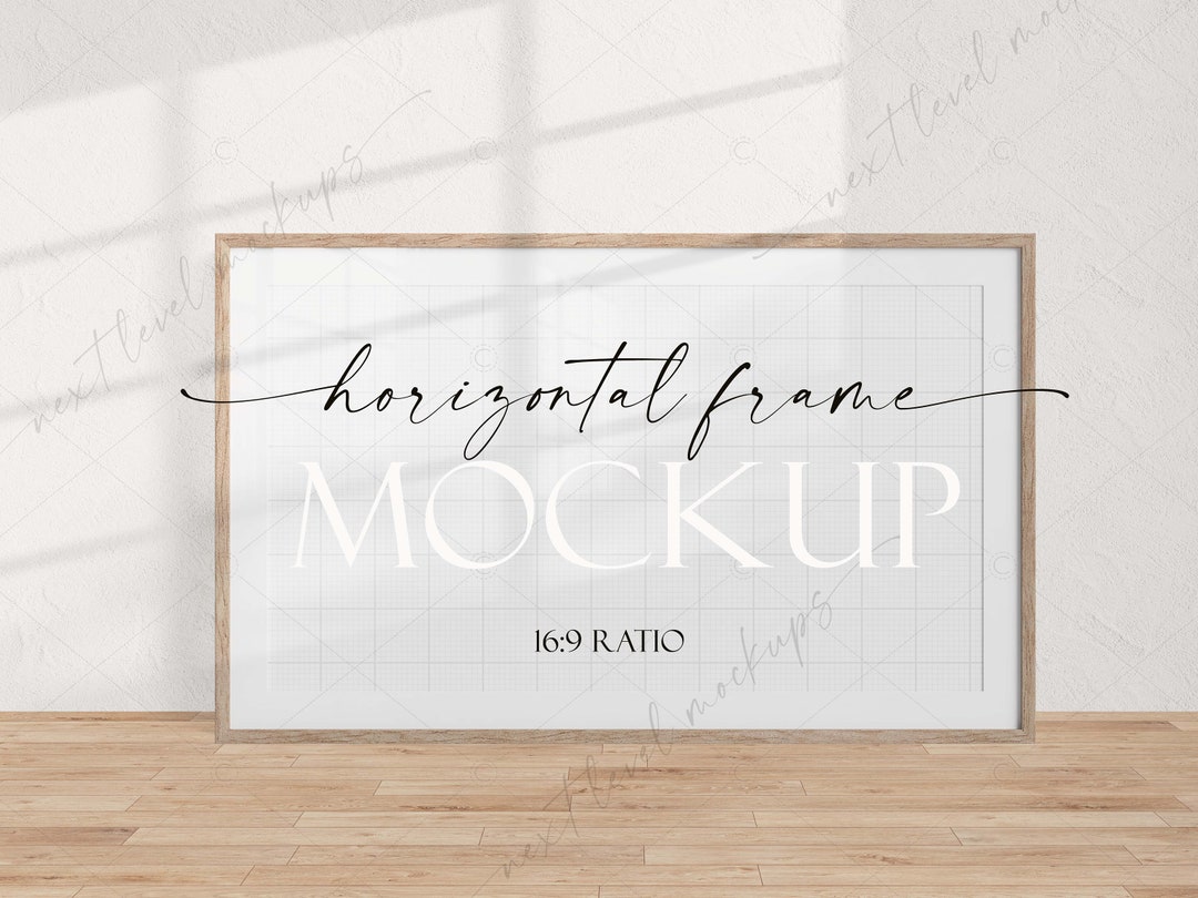 Wood Frame Mockup Horizontal | Wall Art Digital Mockup | Landscape Wood ...