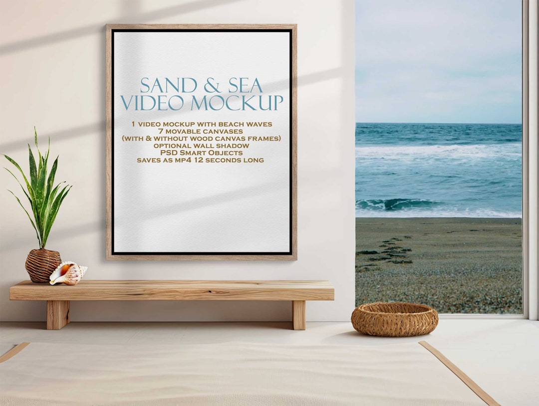 Animated Video Mockup, Beach Mockup, Art Frame Mockup, Sand & Sea ...