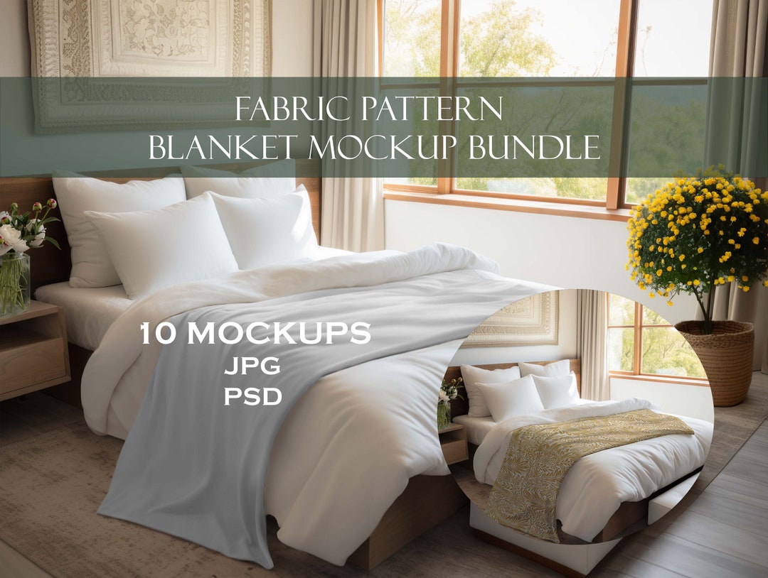 Blanket Mockup Bundle (10), Fabric Pattern Mockup, Digital Fabric ...
