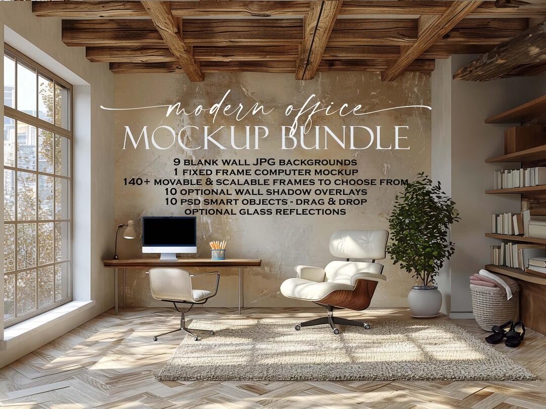 Modern Office Frame Mockup, Luxury Modern Office Mockup, Home Office ...