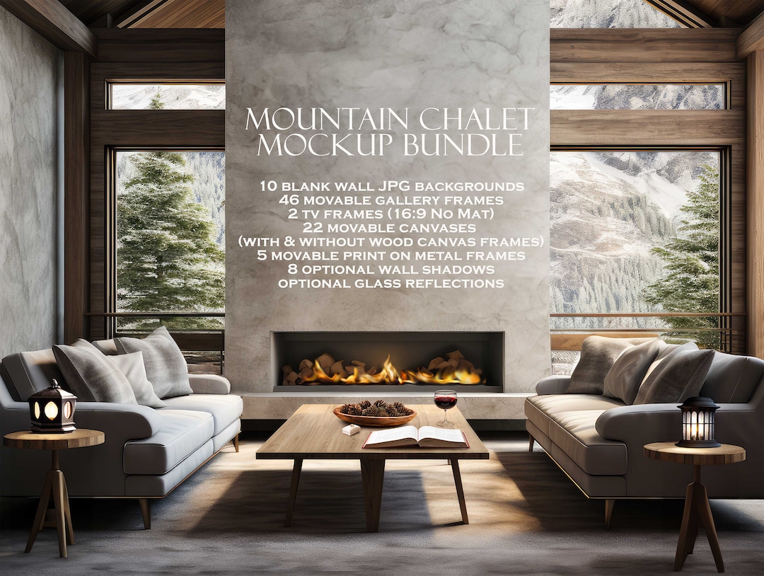 Cabin Frame Mockup Bundle (10), Mountain Lodge, Wall Art Mockup, Blank ...