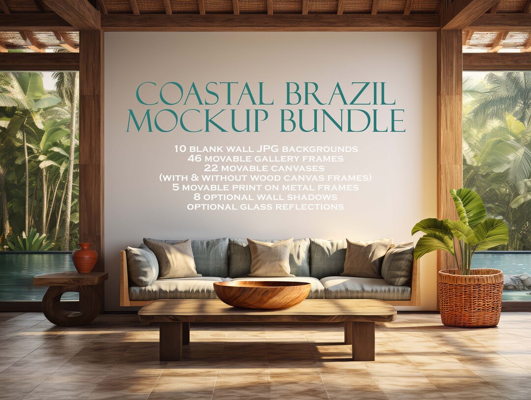 Beach House Mockup Bundle 10, Coastal Brazil, Frame Mockup, Blank Wall ...