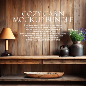 Cabin Frame Mockup Bundle (10), Cozy Cabin, Dark Room Mockup, Blank ...