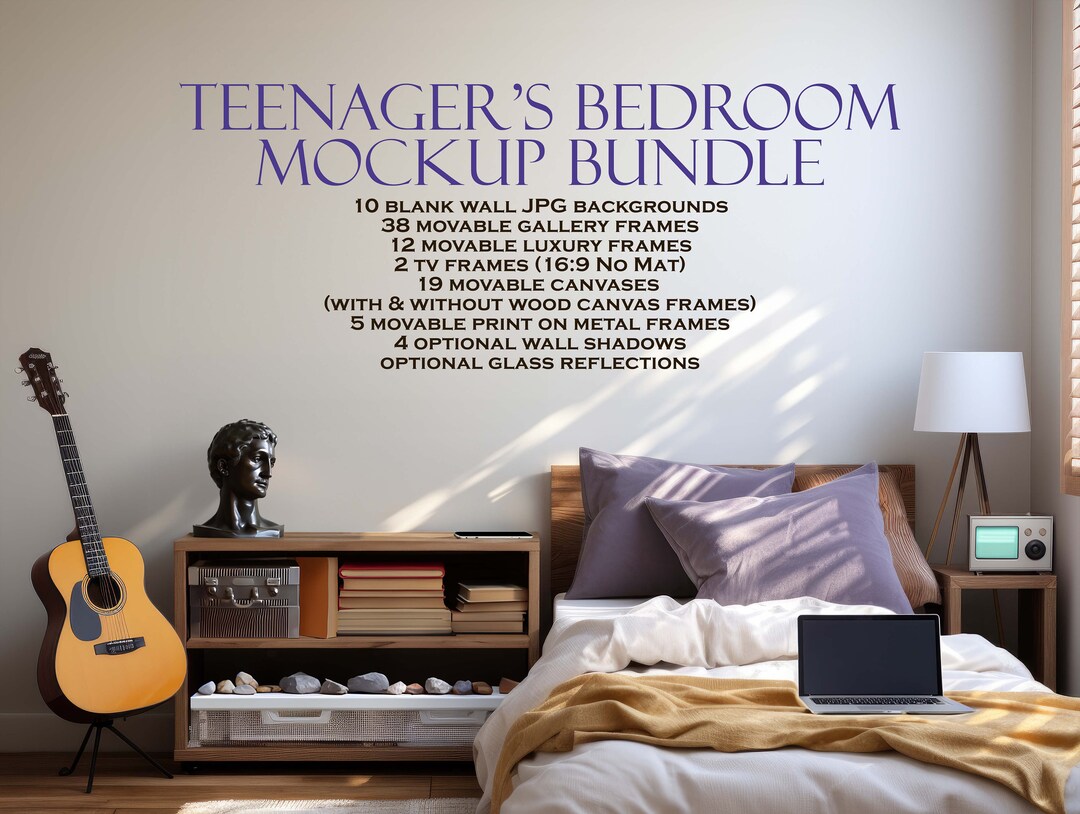 Teen Bedroom Frame Mockup Bundle (10), Wall Art Mockup, Kids Room ...