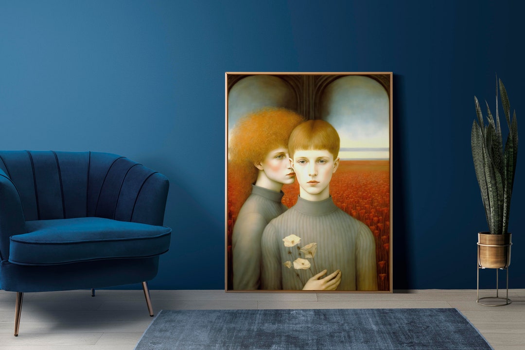 LGBTQ Wall Art, Vintage Style Oil Painting, Gender Fluid Friends 2, Gay ...