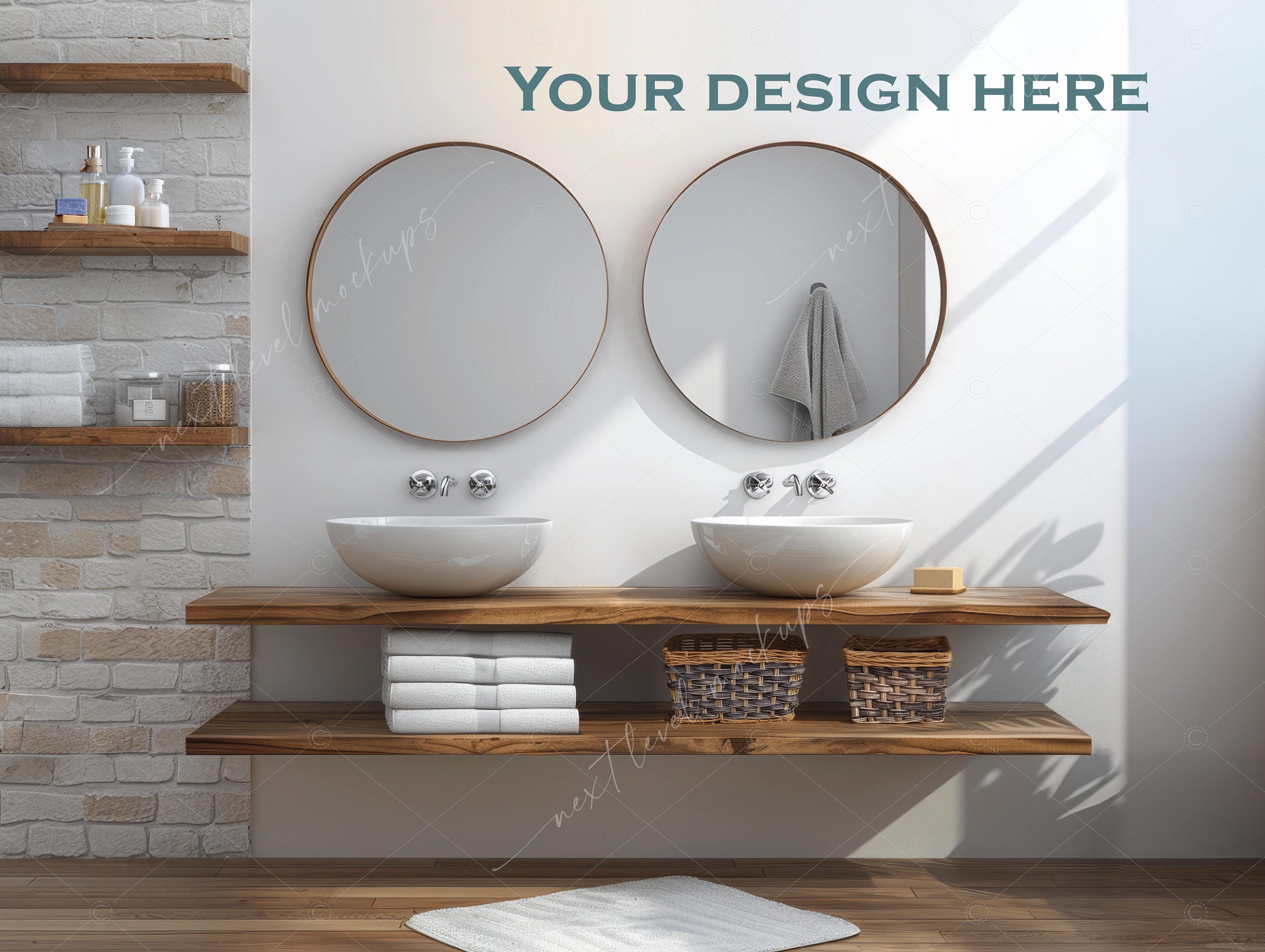 Guest Bathroom Wallpaper Mockup Bundle, PSD Smart Object (digital ...