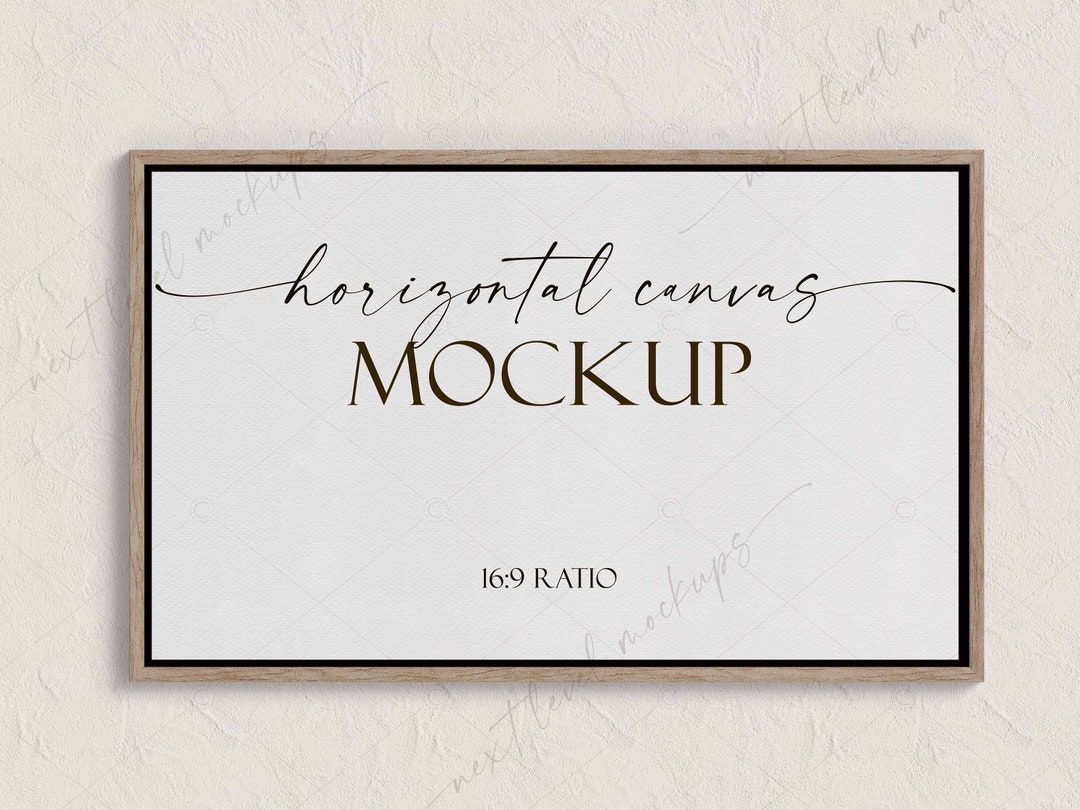 Horizontal Canvas Wood Frame Mockup | Wall Art Digital Mockup ...