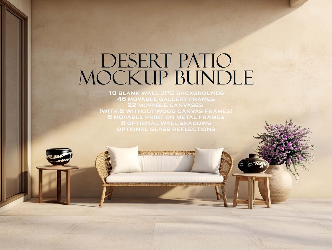 Minimalist Frame Mockup Bundle (10) Desert Patio, Blank Wall Mockup ...
