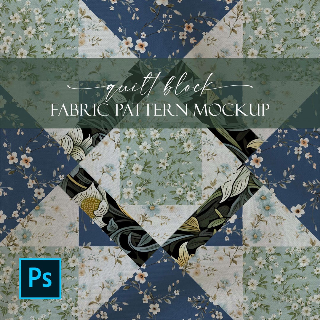 Quilt Block Fabric Pattern Mockup, Photoshop Template (PSD) - Etsy